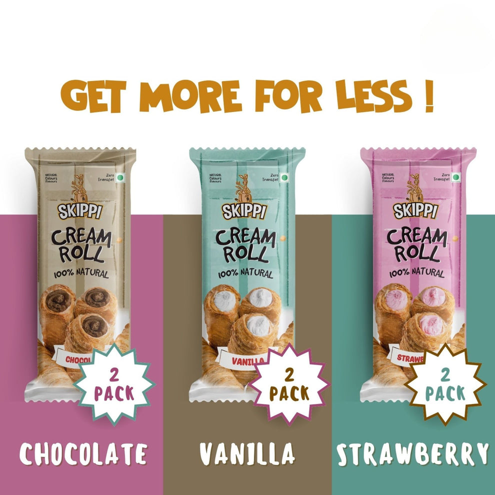 Skippi box of 6 rolls(180gm) Vanilla, Chocolate, Strawberry